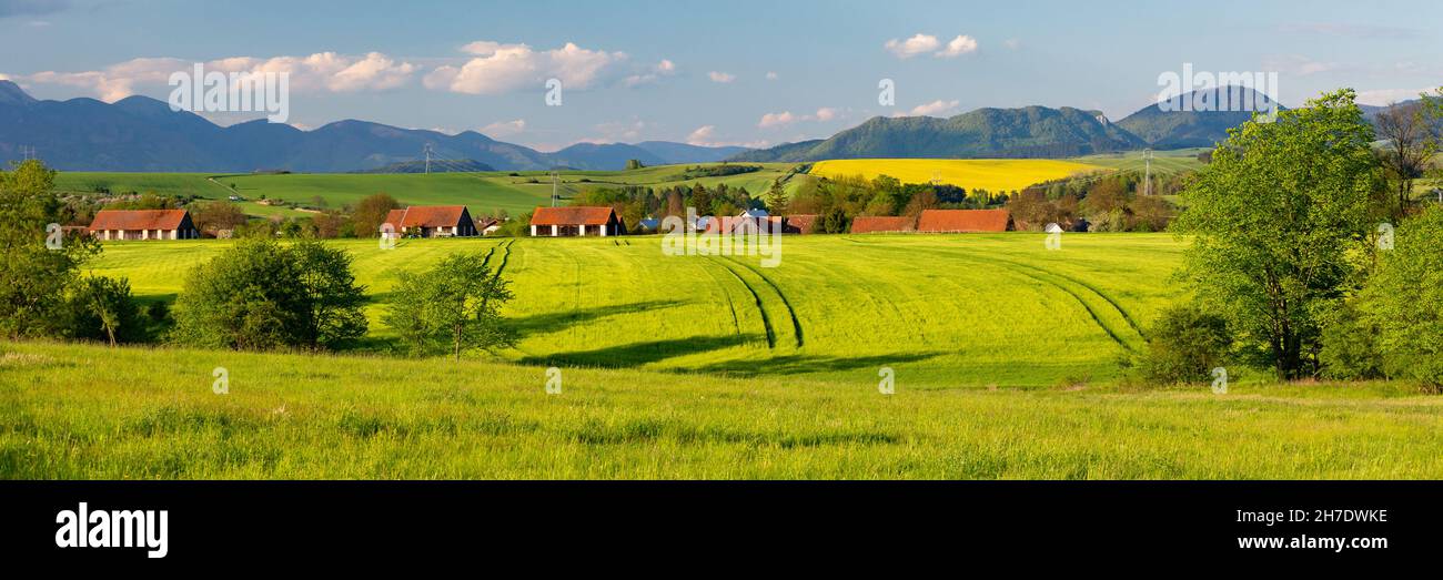 Spring rural landscape at Karlova village, Slovakia Stock Photo - Alamy