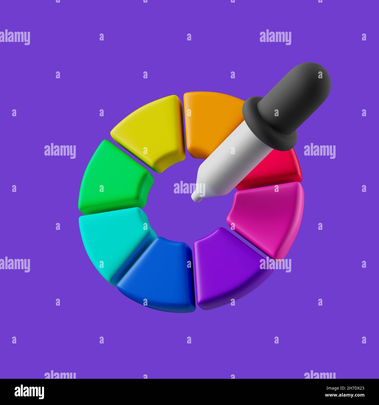 Simple color picker tool with pipette and rainbow ring 3d render ...