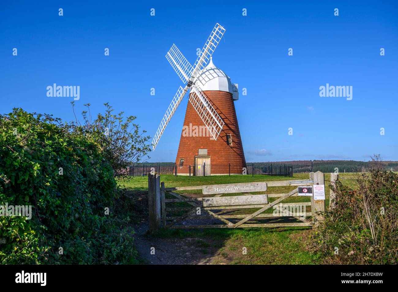 Halnaker Mill is an old, decommissioned windmill with four sails once ...