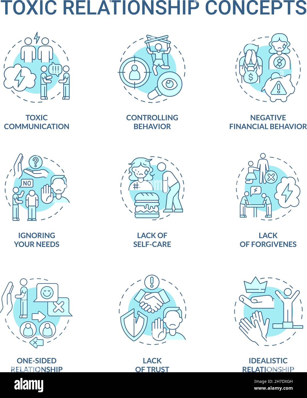 Relationship abuse concept icons set Stock Vector Image & Art - Alamy