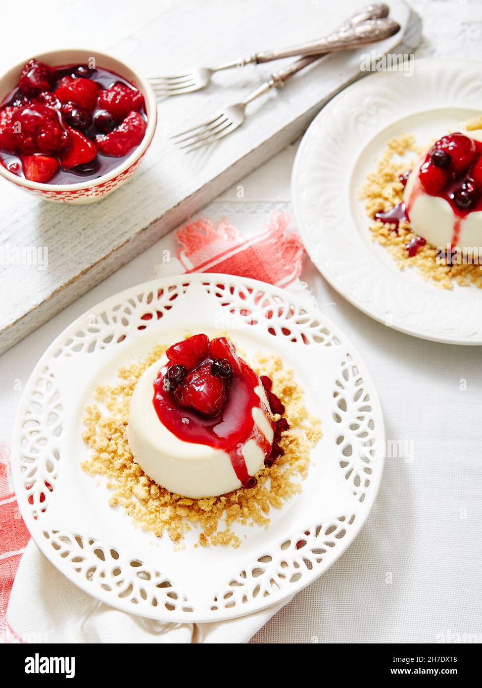 Panna Cotta with Berry Compote Stock Photo - Alamy