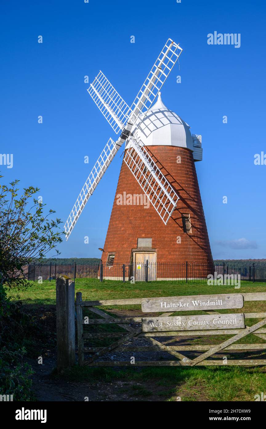 Halnaker Mill is an old, decommissioned windmill with four sails once ...