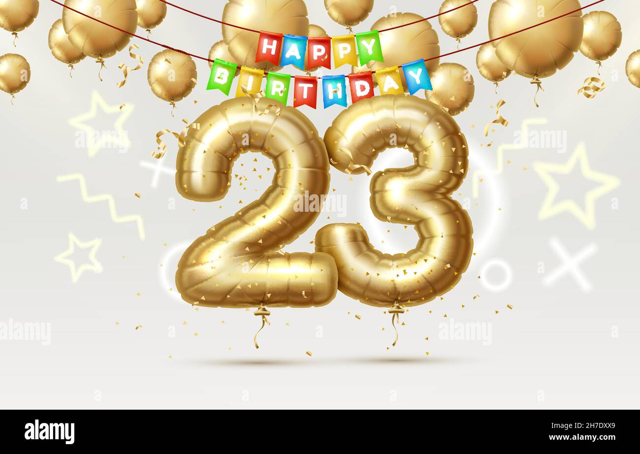 Happy Birthday 23 years anniversary of the person birthday, balloons in ...
