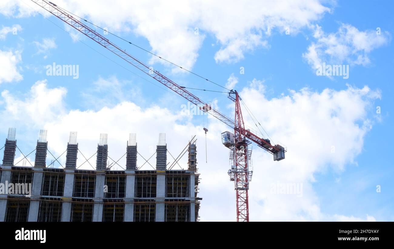 Construction site with scaffolding, a residential building under ...