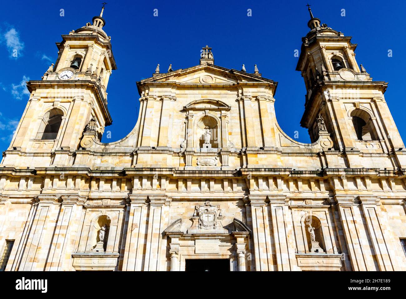 Facade of the Primatial Cathedral of Bogotá, Colombia, South America ...