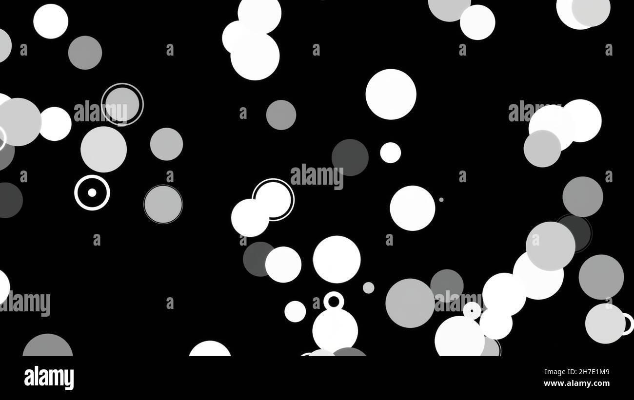 Abstract Animation Of Large And Small Circles Appearing And Disappearing On The Black Background