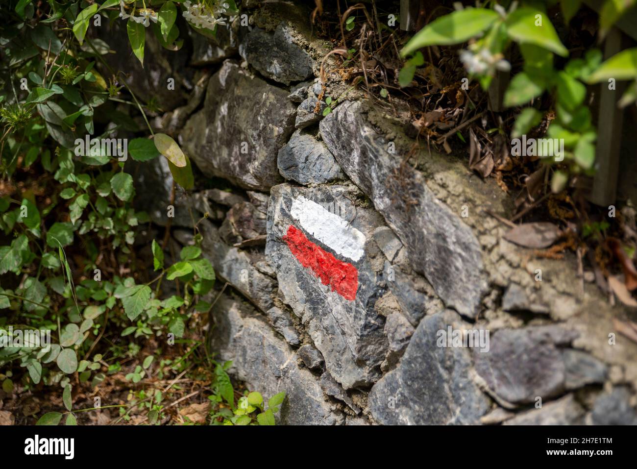 Directional markers along the hiking trails of Cinque Terre Stock Photo ...