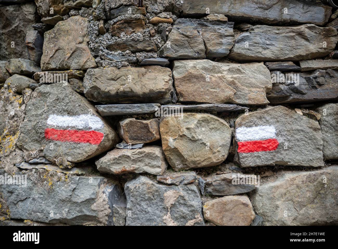 Directional markers along the hiking trails of Cinque Terre Stock Photo ...