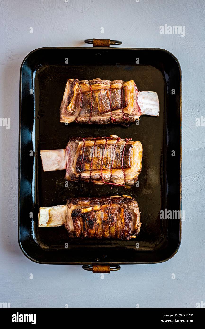 French trimmed short rib Stock Photo - Alamy