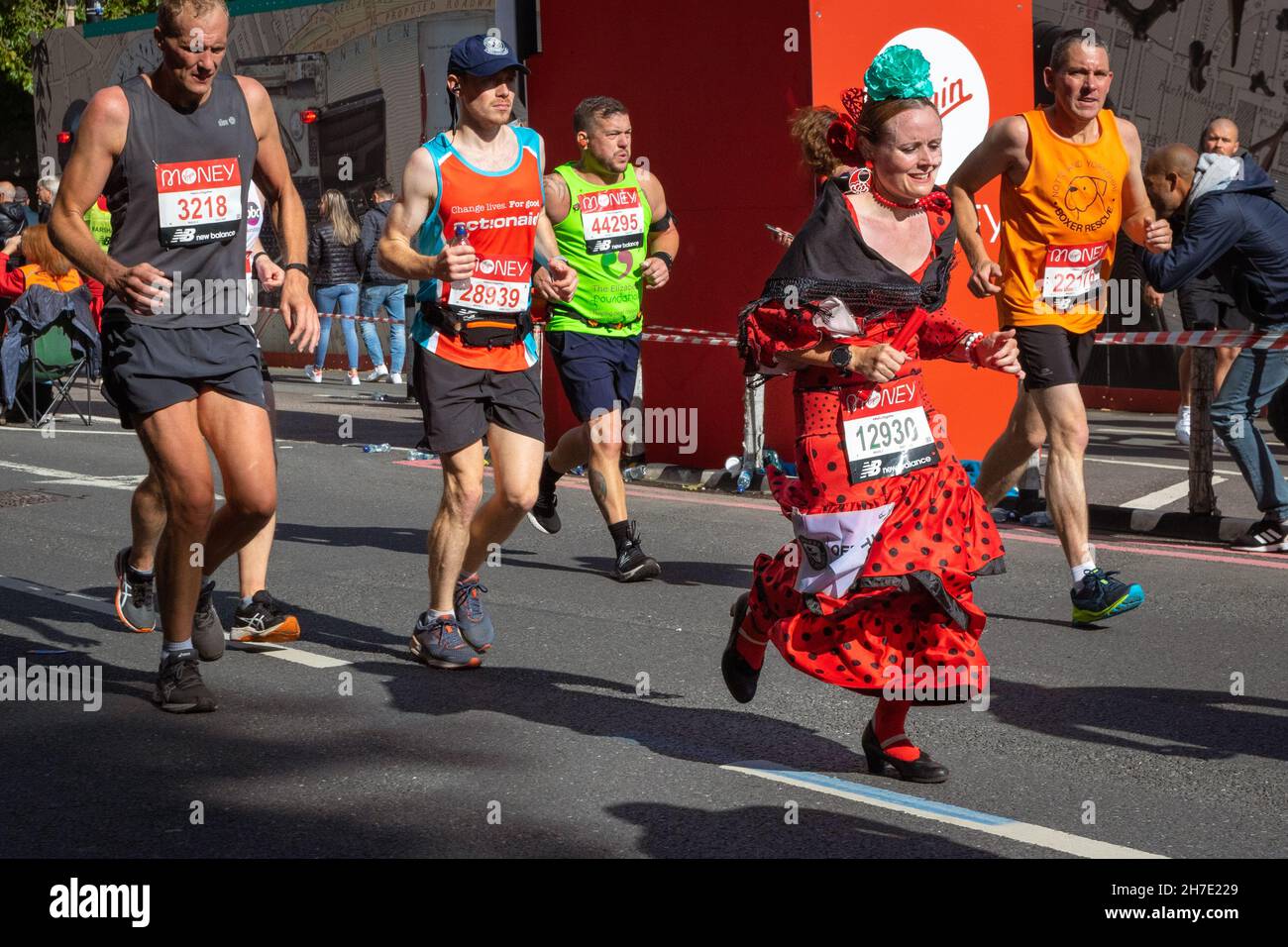 Woman running dressed as a flamenco dancer, Virgin Money London ...