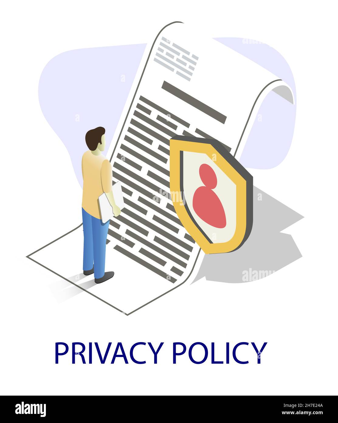 Businessman reading contract, flat vector isometric illustration ...