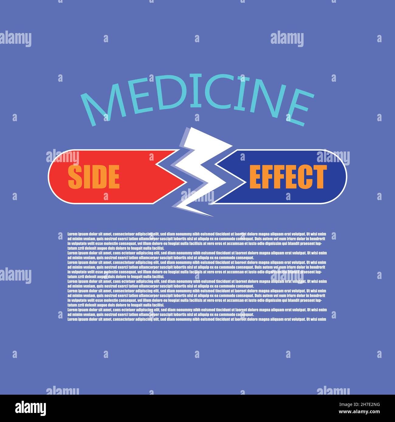 Medicine side effect flat icon. Pill prospectus design. Logo design ...