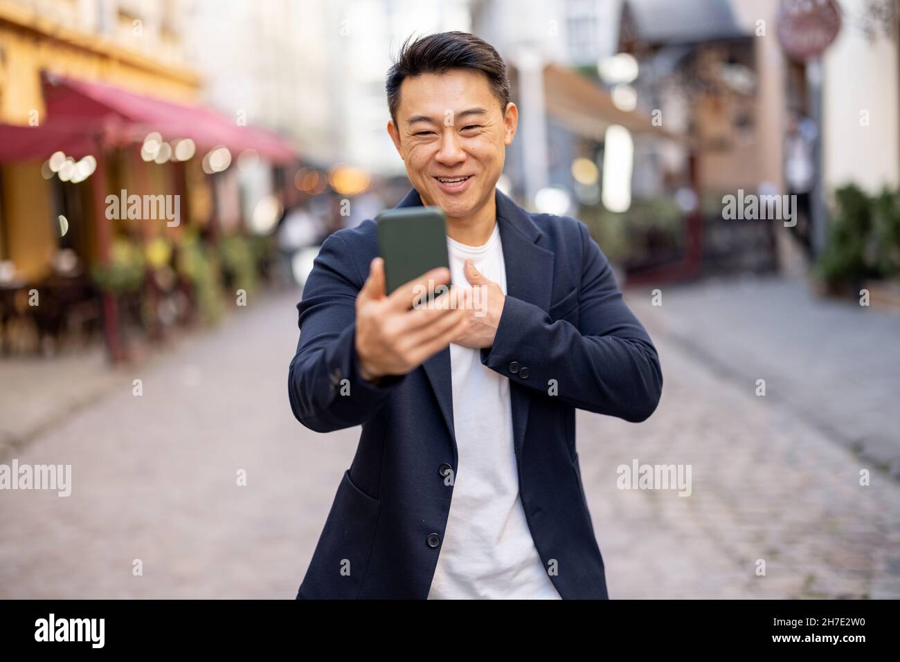 Successful businessman video call on hi-res stock photography and ...