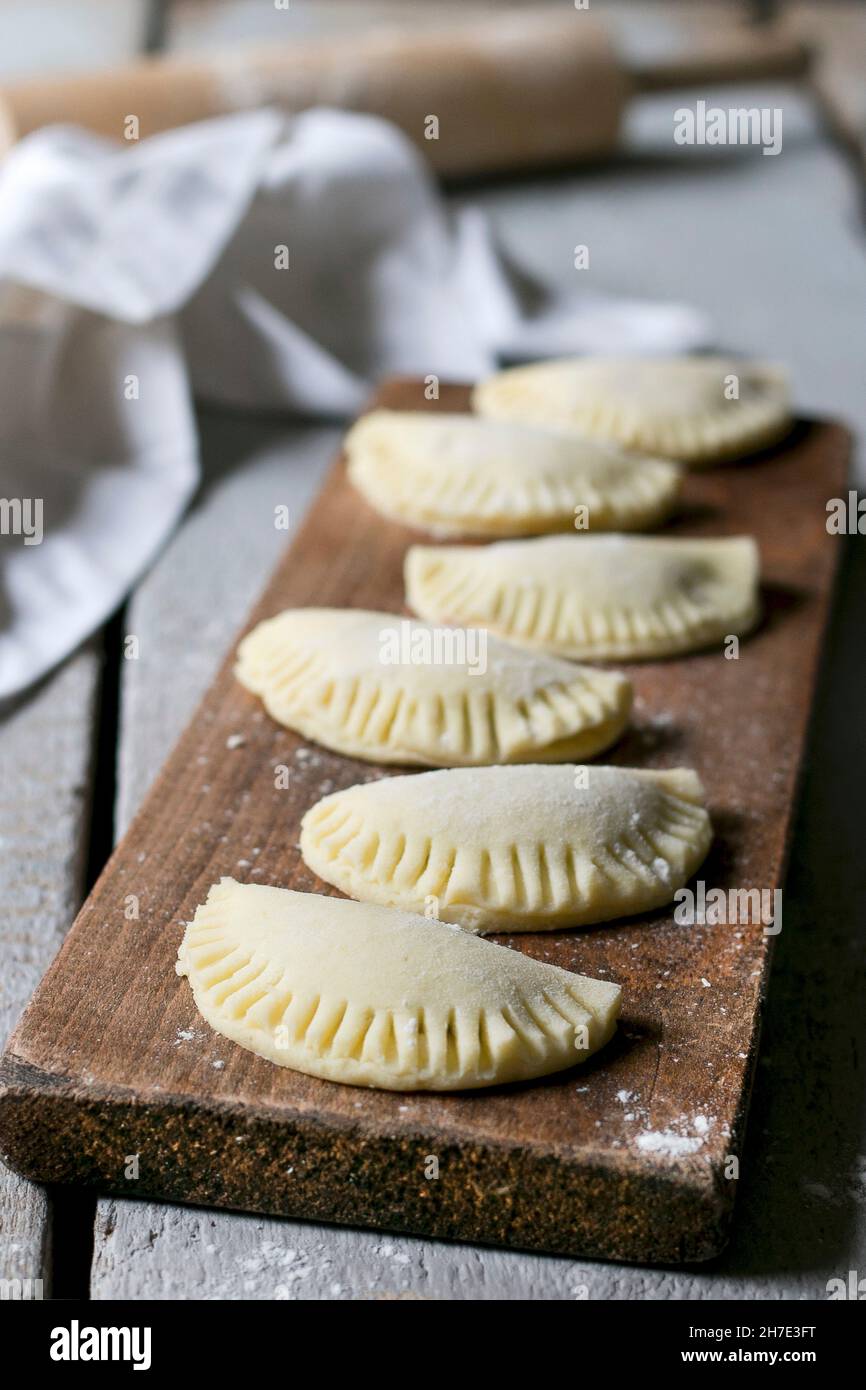Homemade potato pasties Stock Photo - Alamy