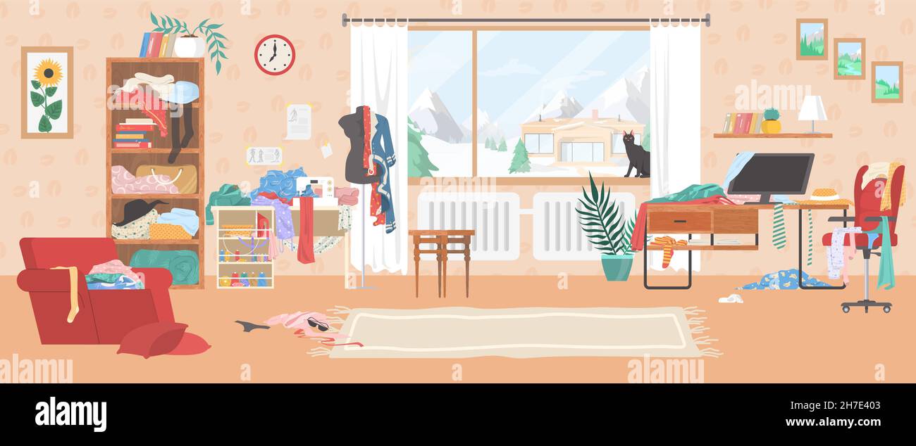 Messy teenager desk Stock Vector Images - Alamy