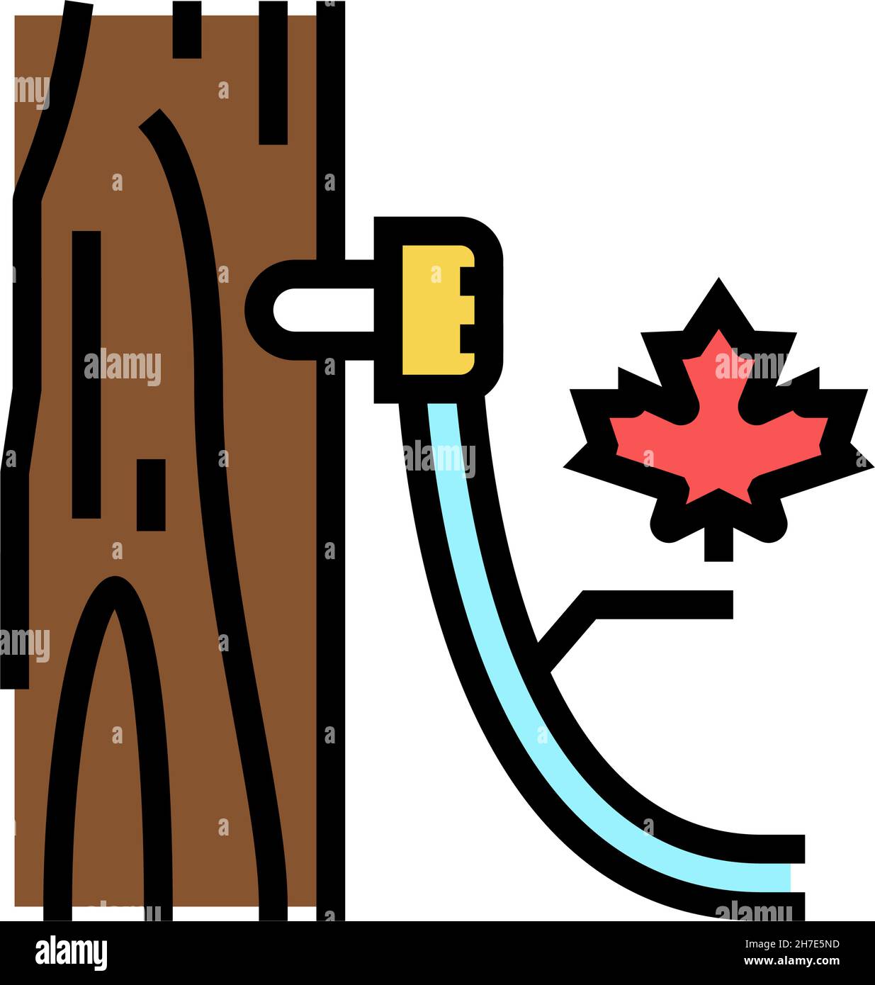 maple sap collection, using tubing method color icon vector ...