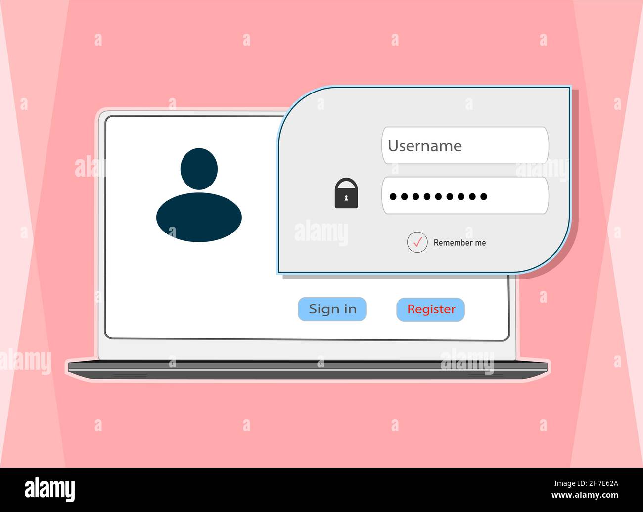 Interface design of the login and registration form. The page on the ...