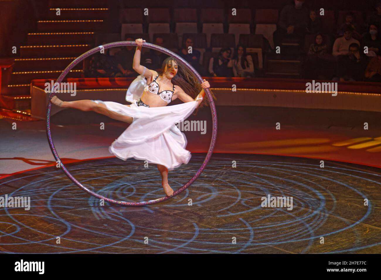 Paris, France. 20th Nov, 2021. Zore Espana on his Cyr wheel performs during Cirque Bouglione's ...