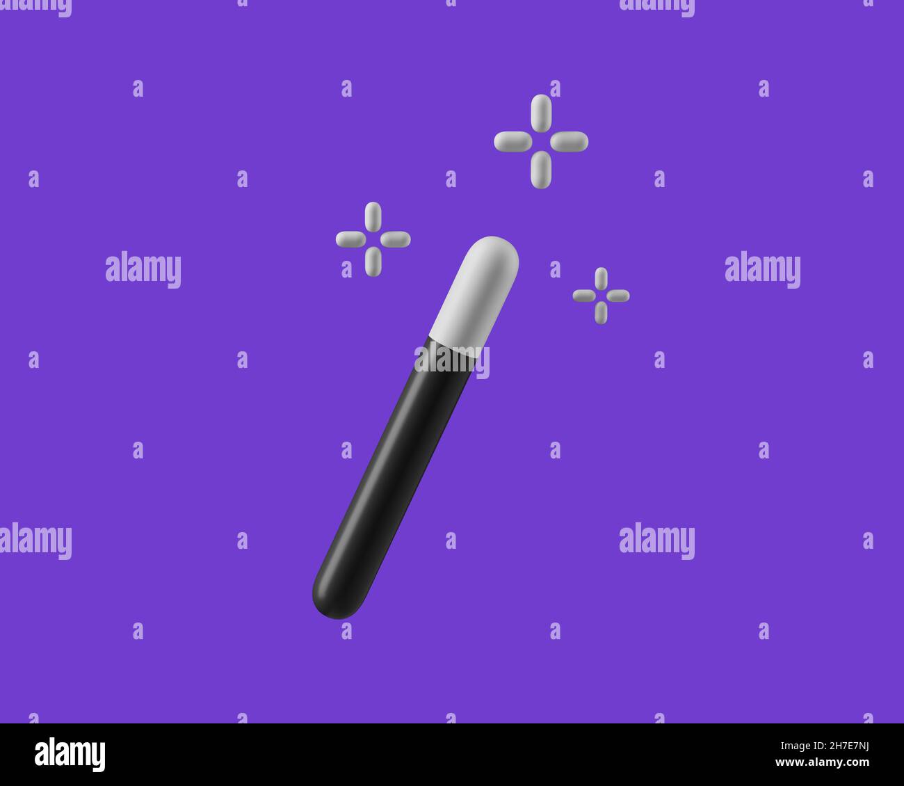 Simple magic wand tool 3d render illustration. Isolated object on ...