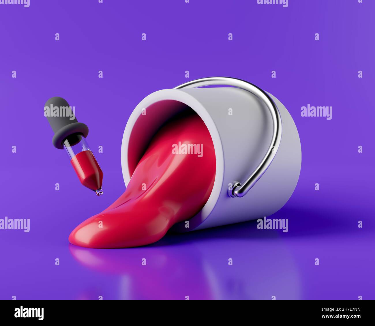 Simple paint bucket tool with red spill paint on floor and color picker ...