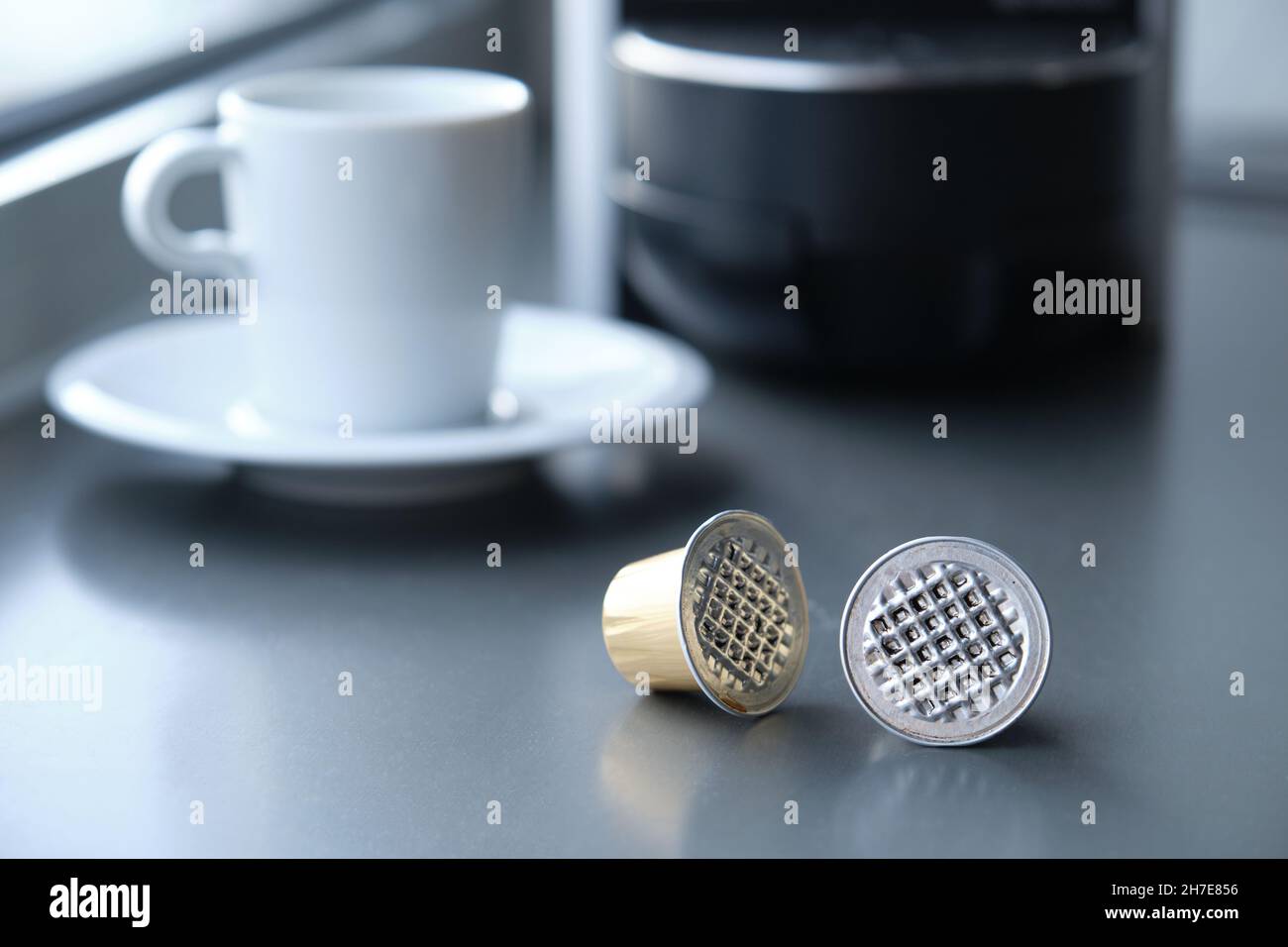 Two used coffee expresso capsules Stock Photo - Alamy