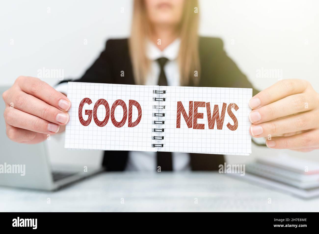 Text sign showing Good News. Business concept Someone or something ...