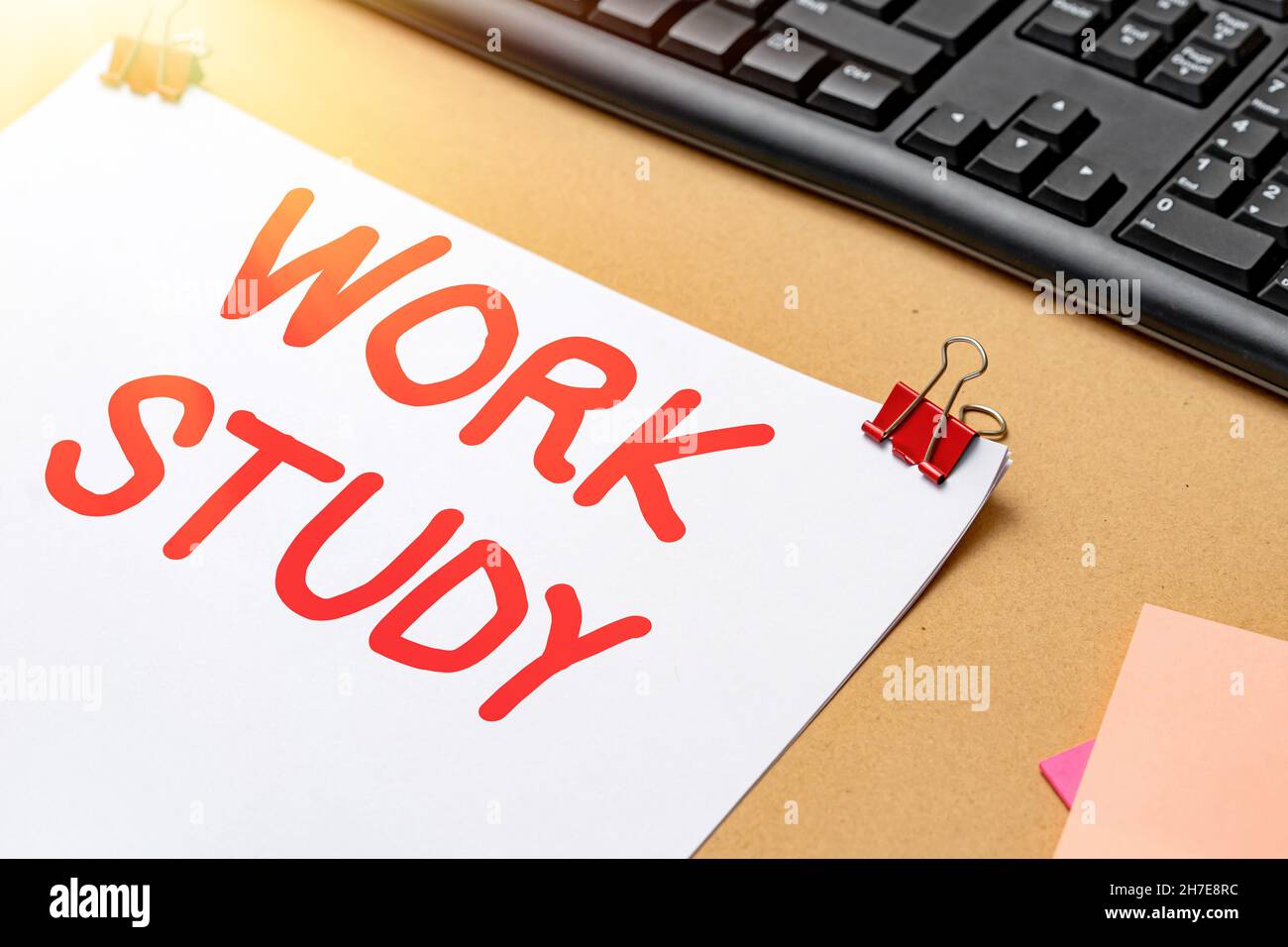 Sign displaying Work Study. Business overview college program that ...