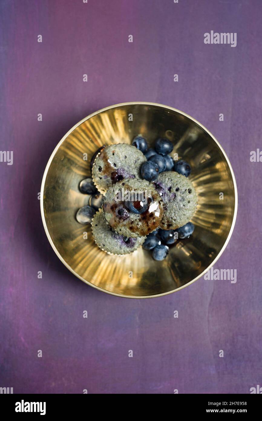 Mini blueberry cupcakes with blueberry syrup Stock Photo - Alamy