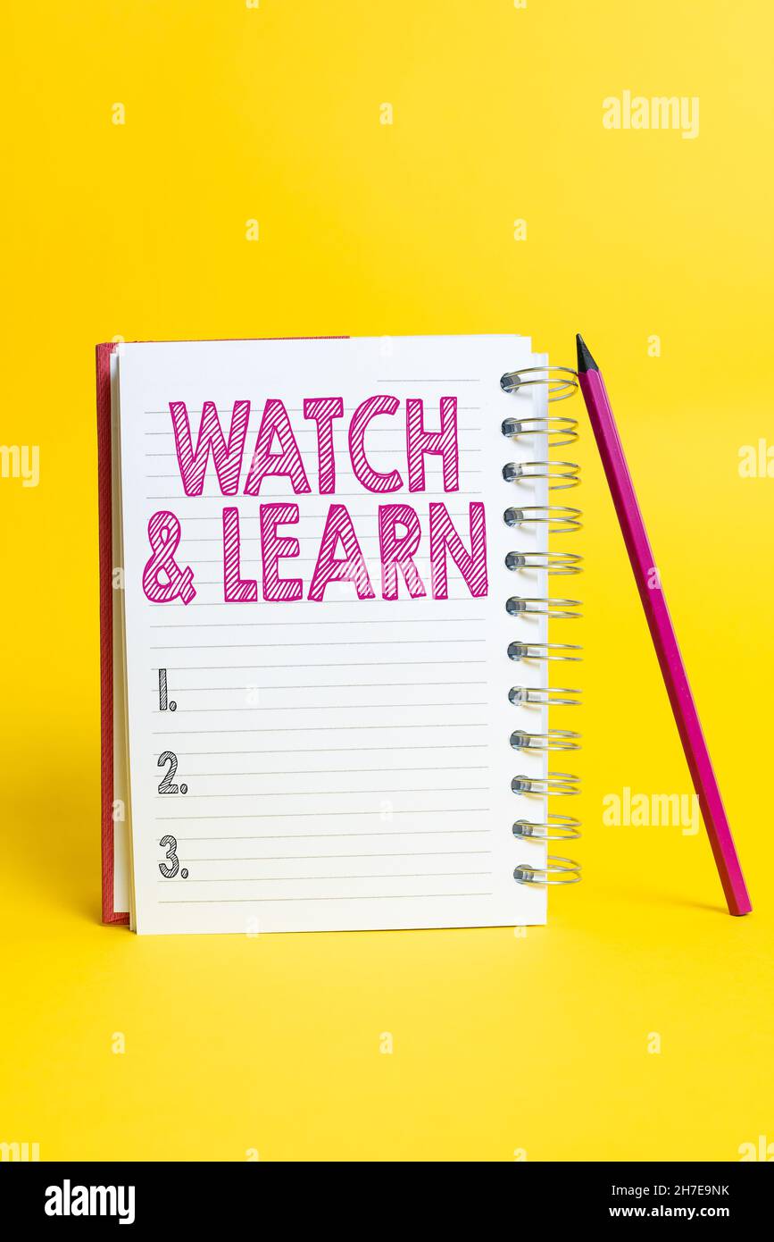 Conceptual caption Watch And Learn. Business concept demonstrating an ...