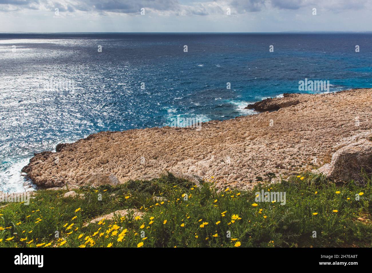 Seascape in Cyprus Ayia Napa, Cape Greco peninsula, picturesque view of ...