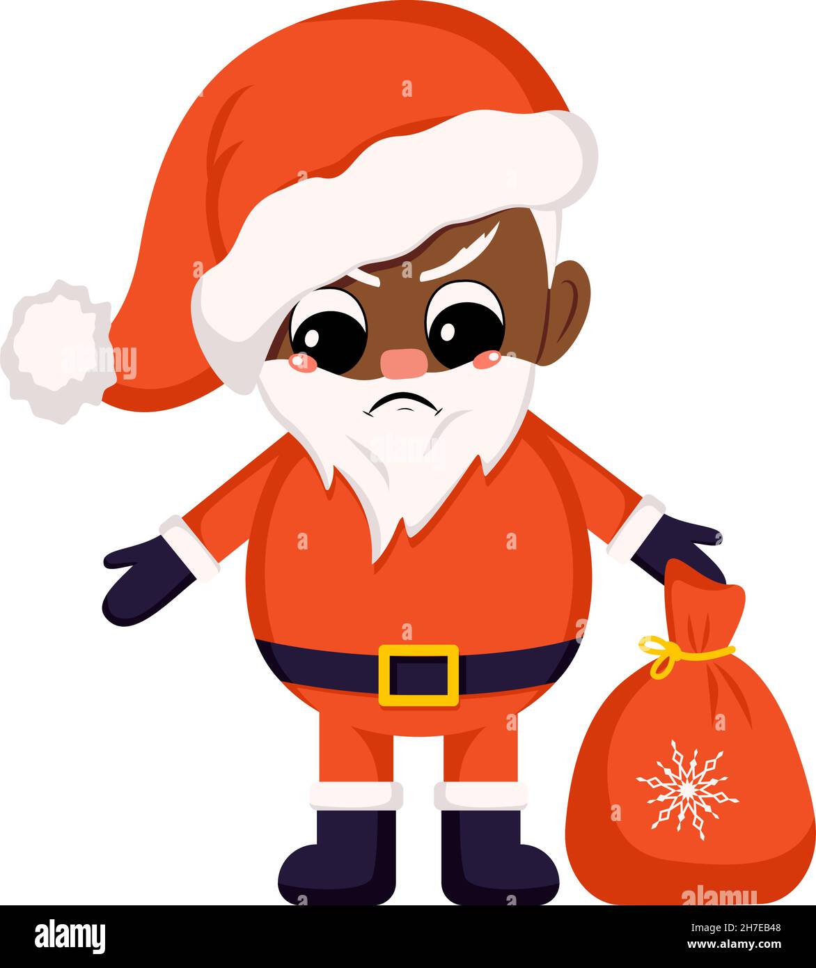 Santa Claus in costume and hat with bag of gift. Symbol of New Year and ...