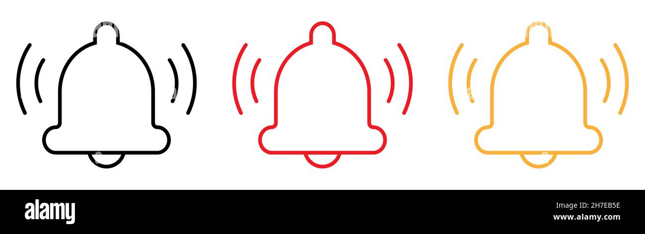 Bell vector icon. Line art style. Alarm ringing and reminder symbol in ...