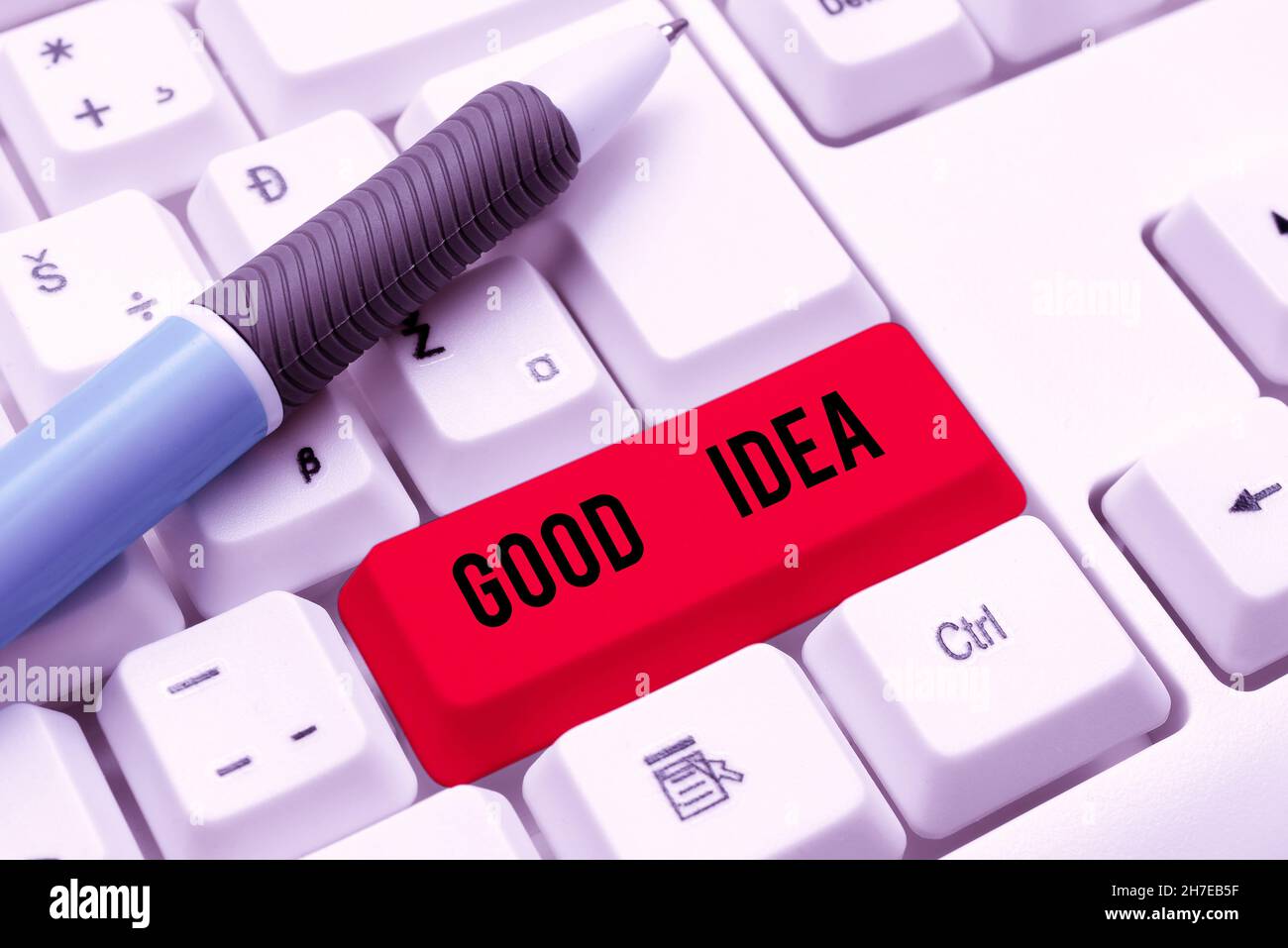 Hand writing sign Good Idea. Business overview an excellent suggestion ...