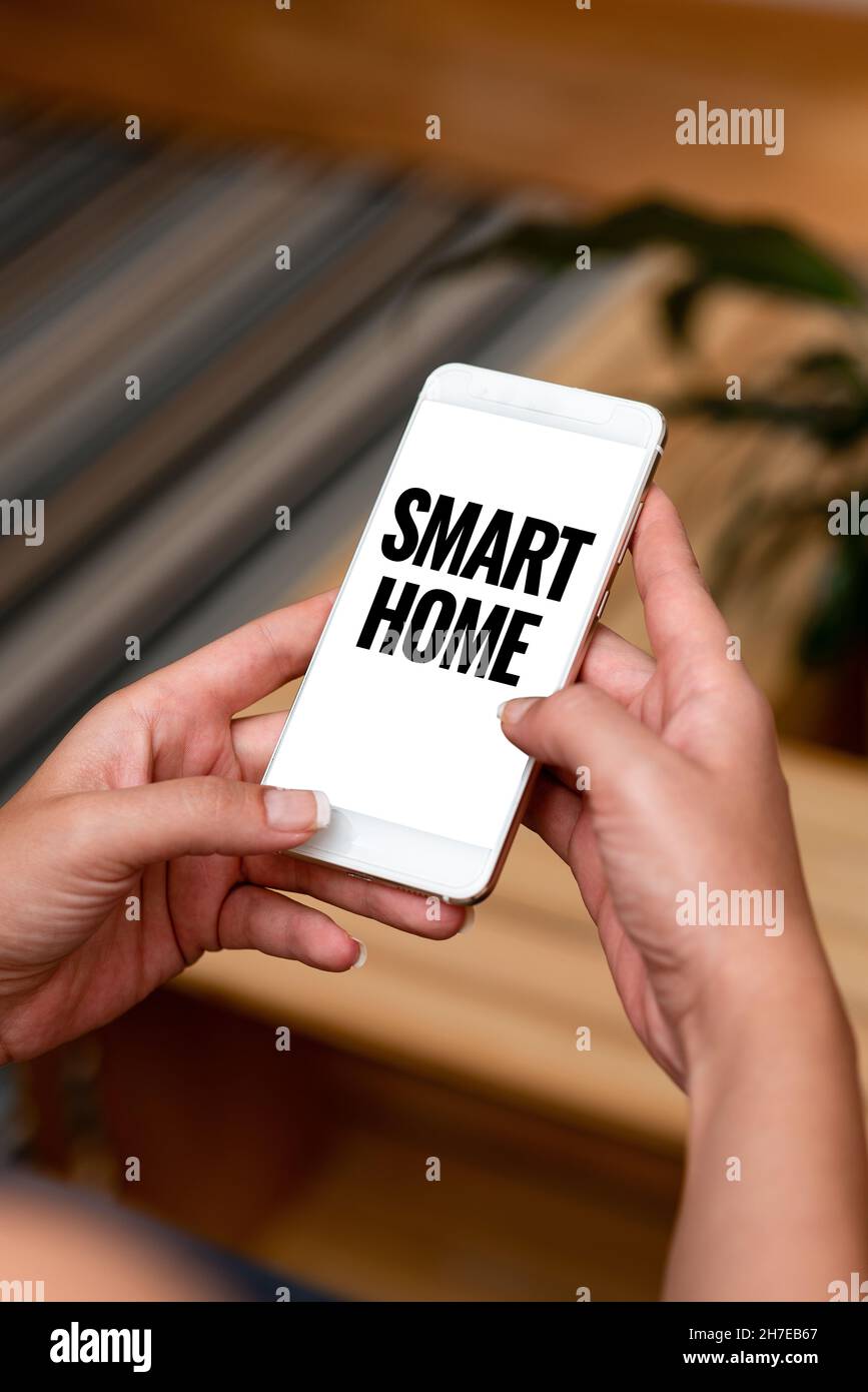 Hand writing sign Smart Home. Word Written on automation system control ...