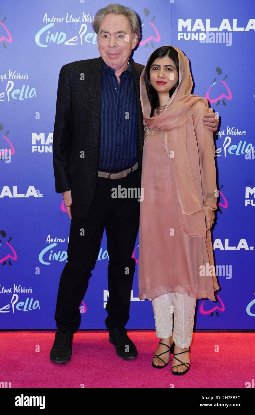 Andrew Lloyd Webber and Malala Yousafzai arriving for a special gala ...