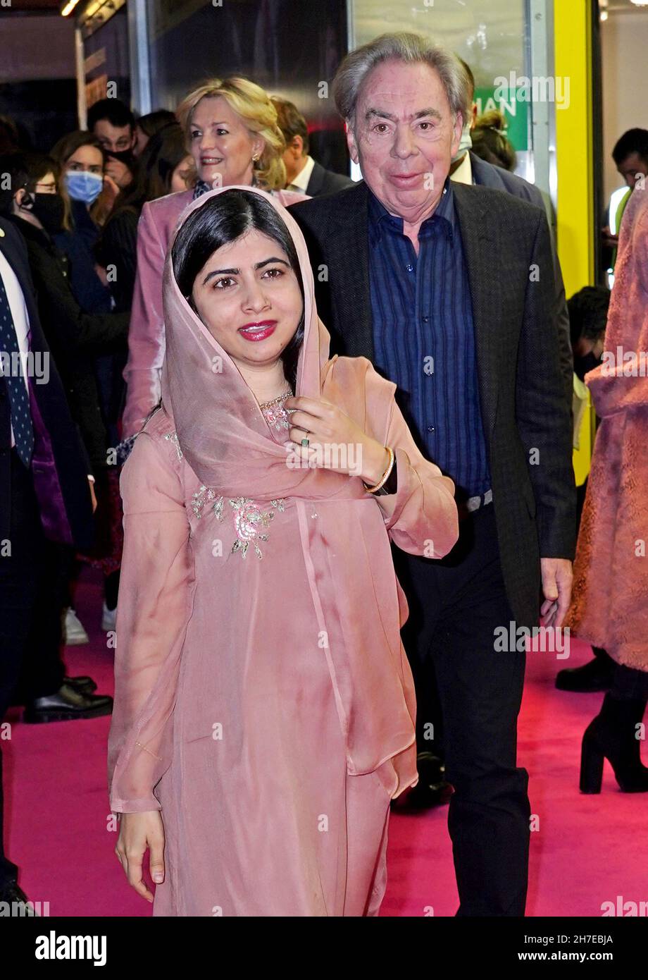 Andrew Lloyd Webber and Malala Yousafzai arriving for a special gala ...