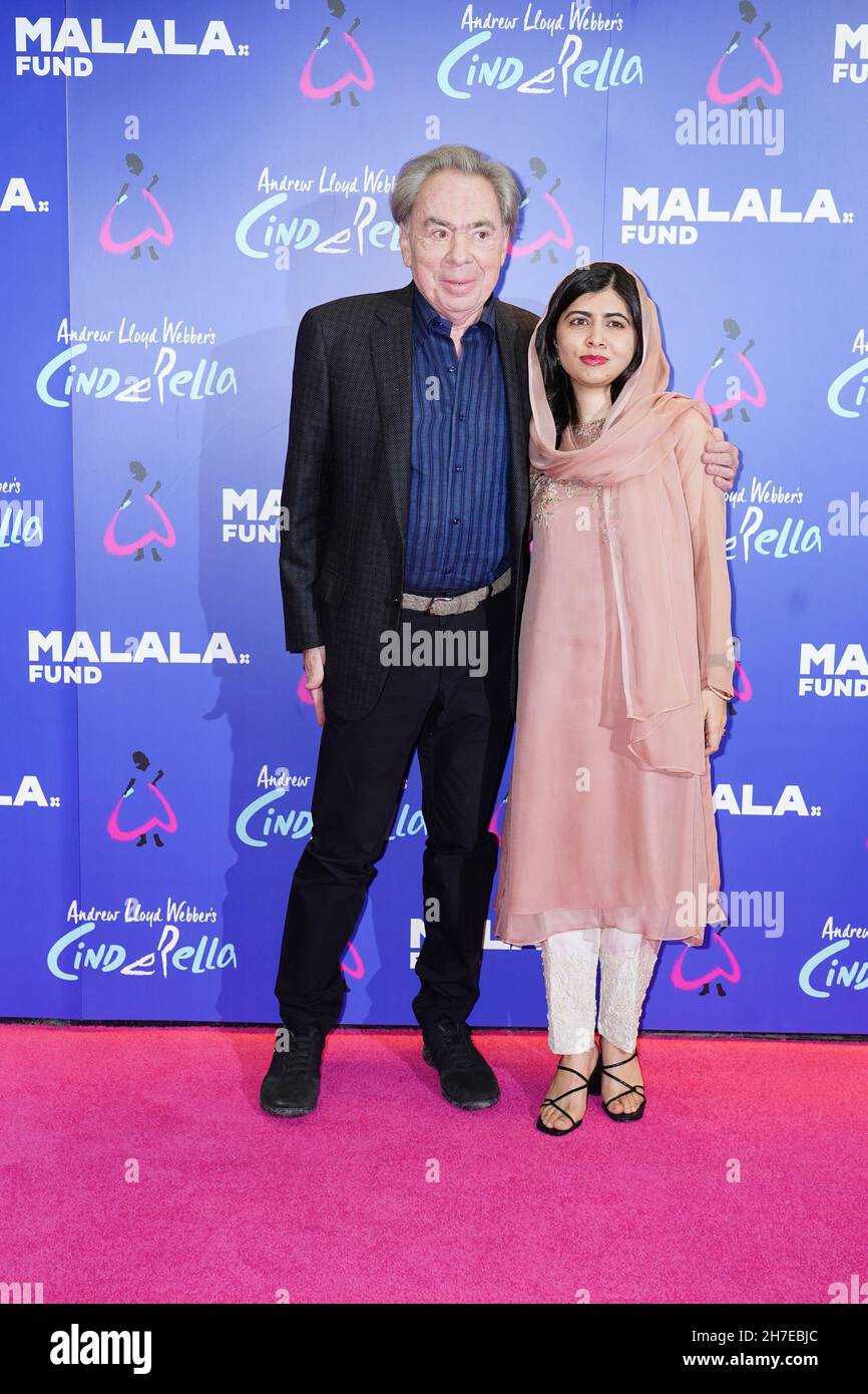 Andrew Lloyd Webber and Malala Yousafzai arriving for a special gala ...