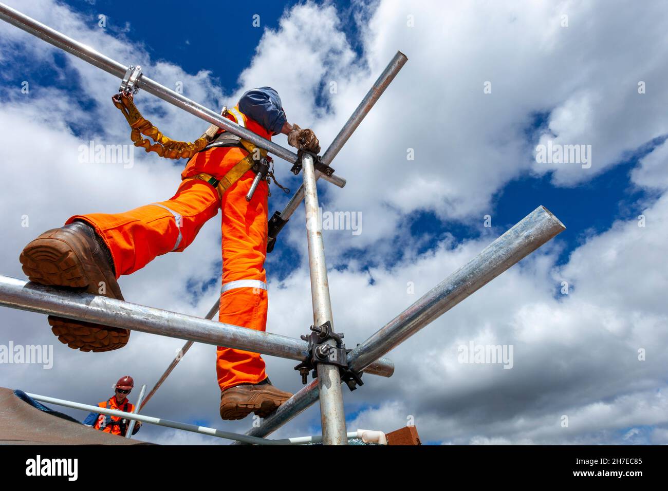 construction worker on a scaffold Stock Photo - Alamy