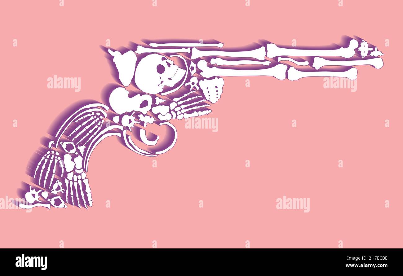Skull and guns illustration hi-res stock photography and images - Alamy