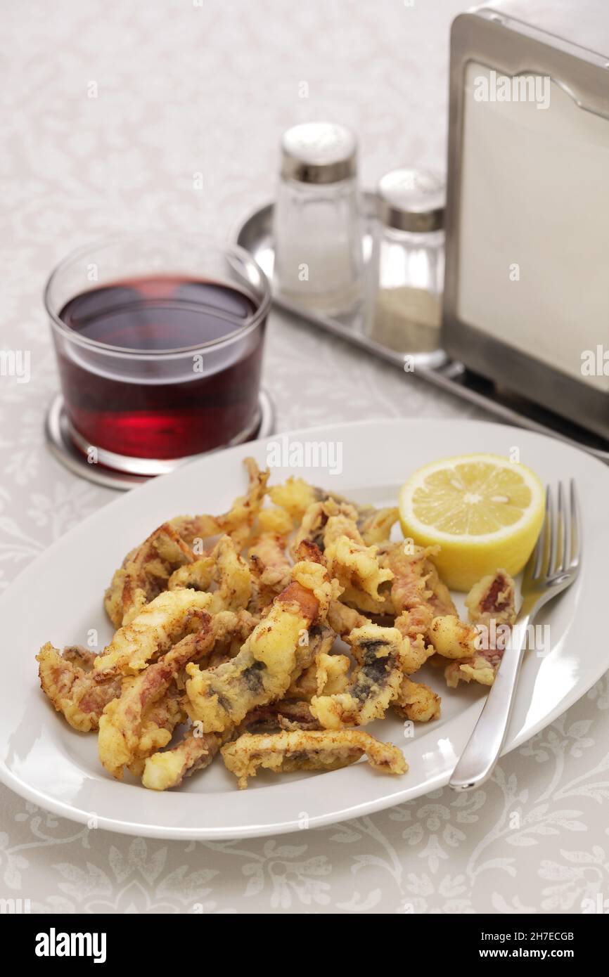 Cantabrian fried squid, rabas de calamar Stock Photo - Alamy