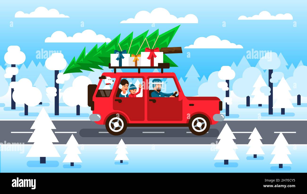 Christmas tree roof rack Stock Vector Images - Alamy