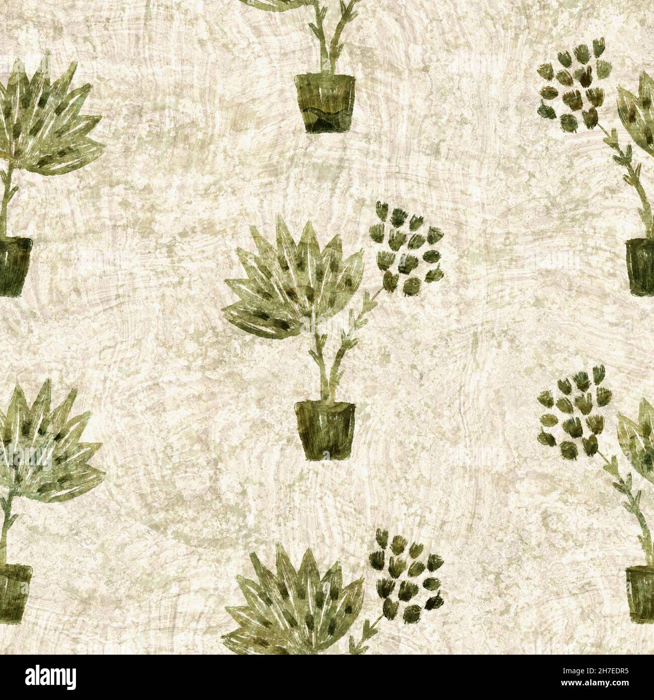 Desert plant on sand texture seamless raster pattern. Organic succulent ...