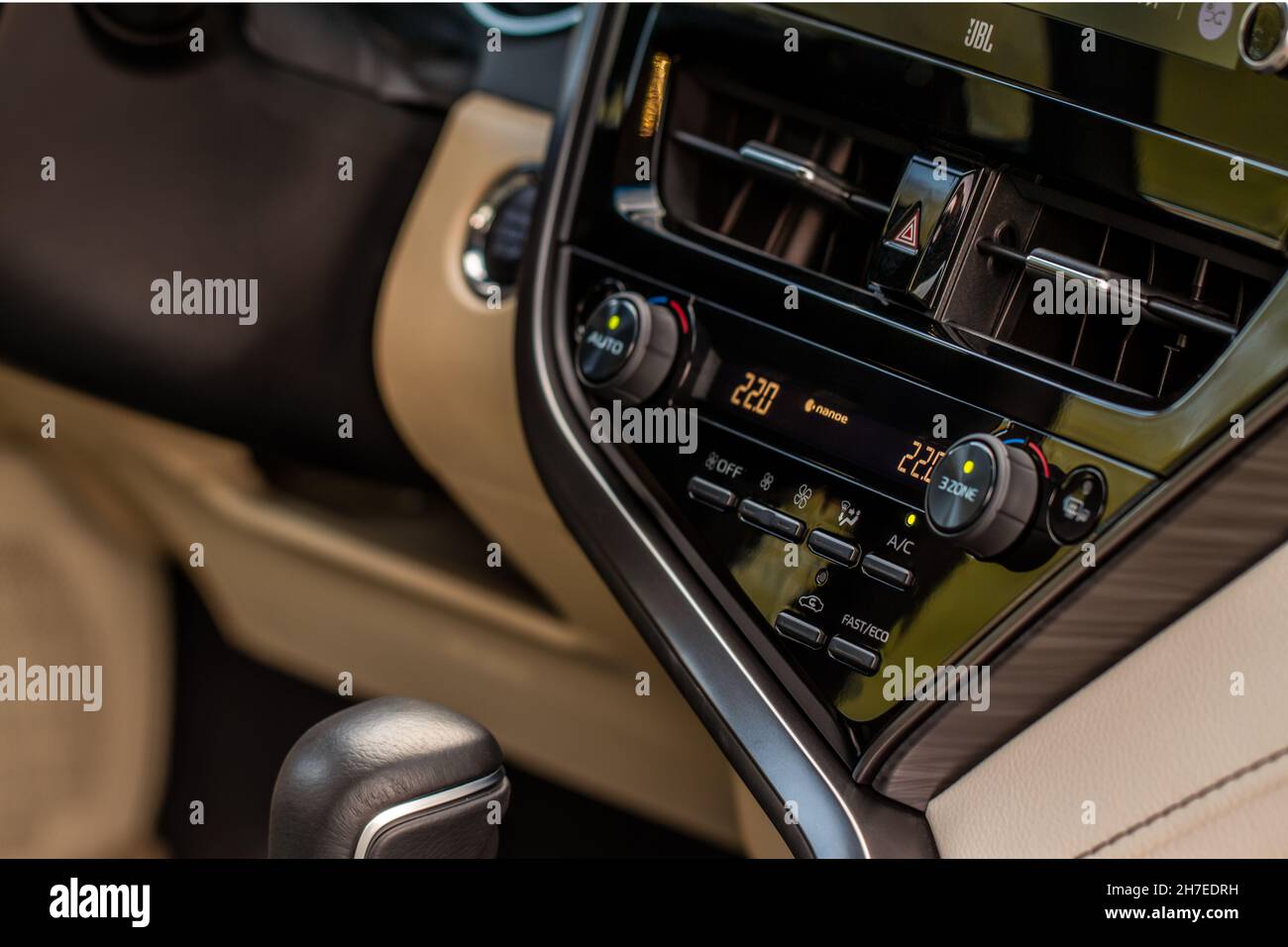 Digital control panel car air conditioner dashboard. Modern car ...