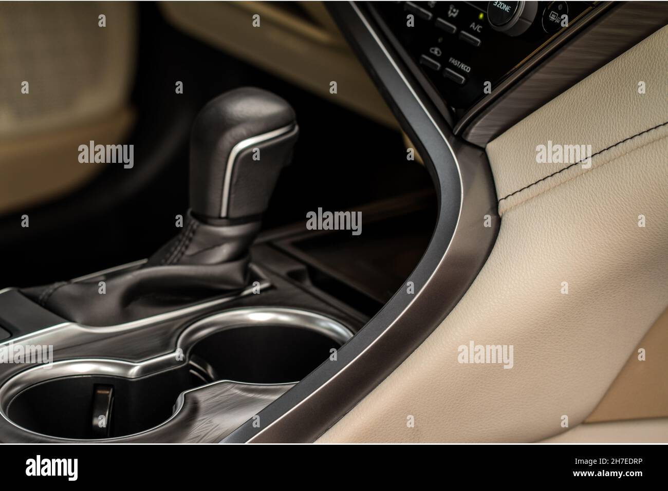 Modern automatic gearbox. Close up of the gearbox transmission handle ...