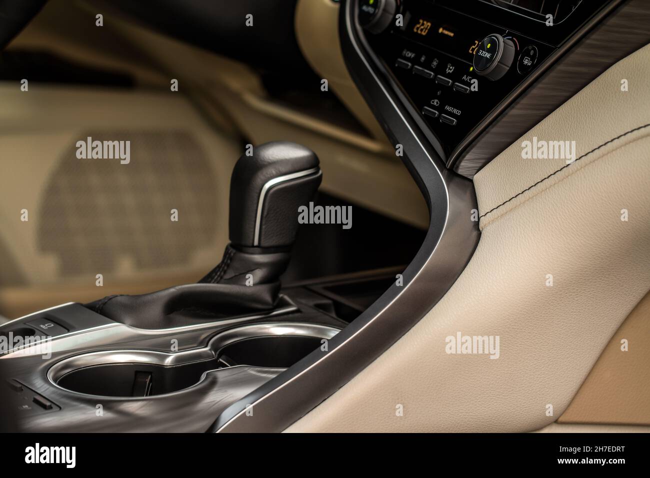 Modern automatic gearbox. Close up of the gearbox transmission handle ...