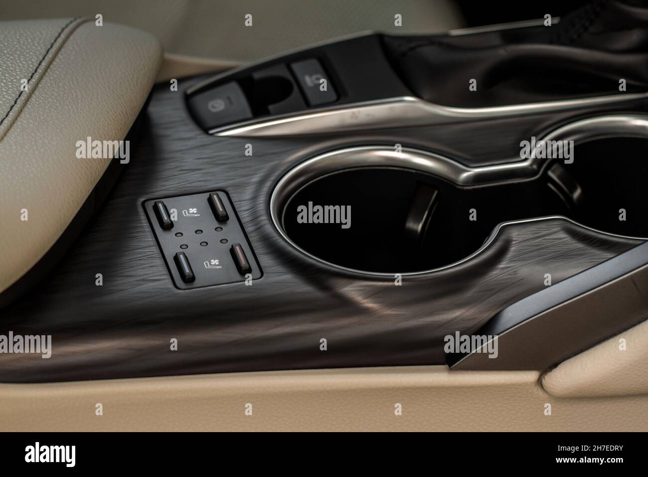Seat heating controller buttons close up view. Car interior. Seat ...