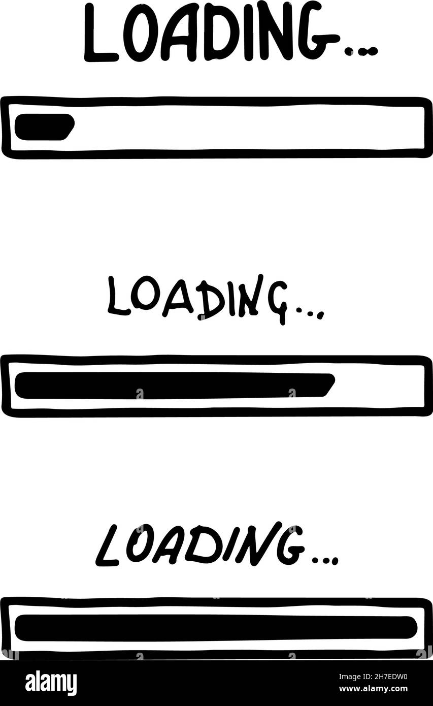 Loading bar doodle icon. Progress loading bar. Hand drawn sketch ...