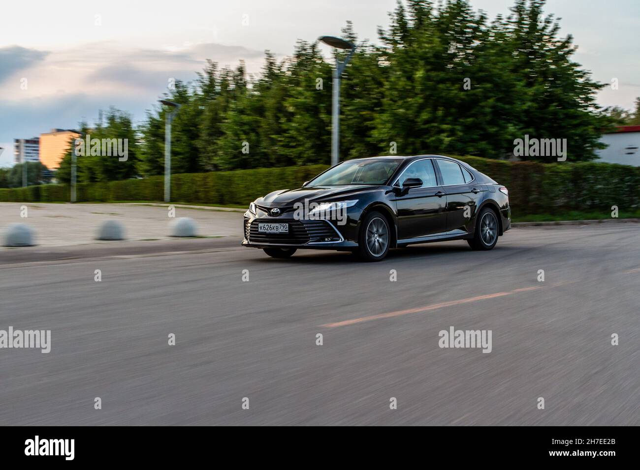 MOSCOW, RUSSIA - AUGUST 15, 2021 Toyota Camry (XV70), a mid-size sedan ...