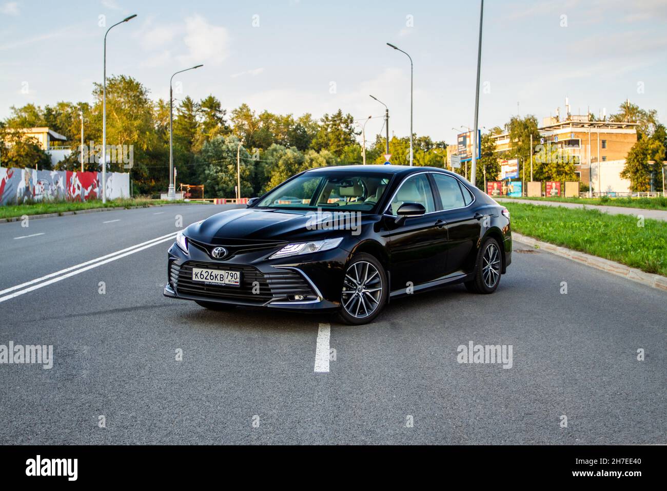 MOSCOW, RUSSIA - AUGUST 15, 2021 Toyota Camry (XV70), a mid-size sedan ...