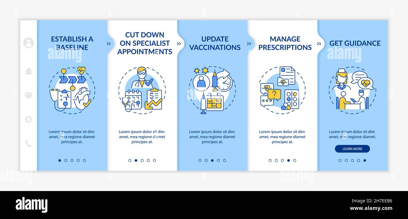 Reasons to visit doctor annually onboarding vector template Stock ...